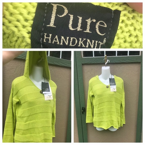 Pure Knit | Sweaters | Nwt Pure Hand Knit Hooded Jacket Sz Ml | Poshmark